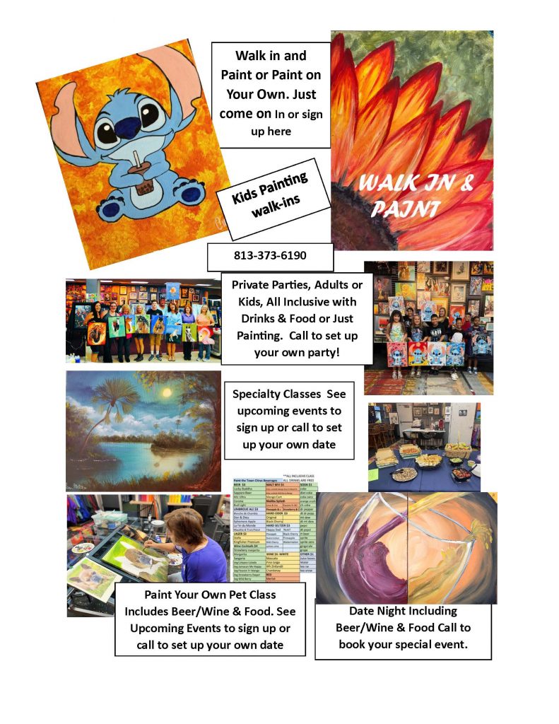 Daily Paint Classes & Walk in and Paint